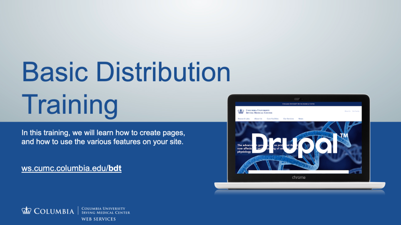 Basic Distribution Training | Columbia University Irving Medical Center